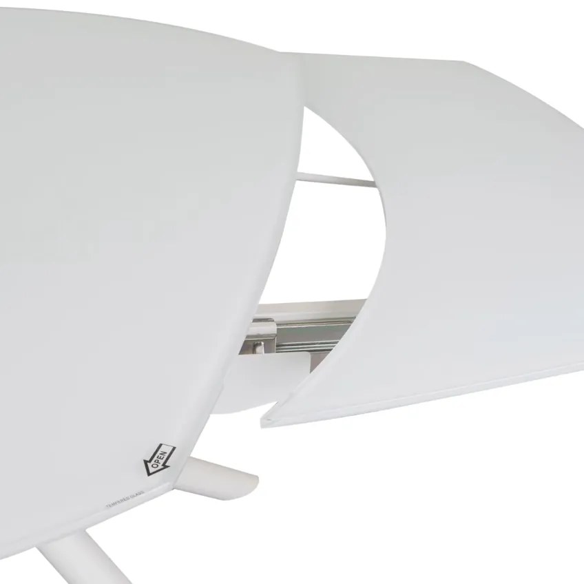 Bílý skleněný rozkládací jídelní stůl Kave Home Vashti 130/190 x 100 cm