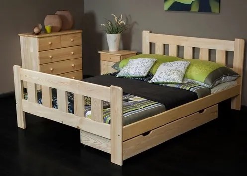 ImportWorld Dřevěná postel Oskar 140x200 + rošt ZDARMA (Barva dřeva: Borovice)
