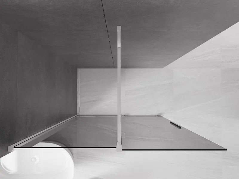 Mexen Velar, sprchová zástěna s posuvnými dveřmi Walk-in 160 x 200 cm, 8mm šedé sklo, chromová, 871-160-000-43-01
