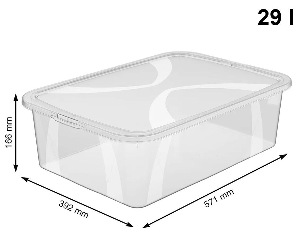 Úložný univerzální box, transparentní krabice s víkem, Rotho LONA, 29l