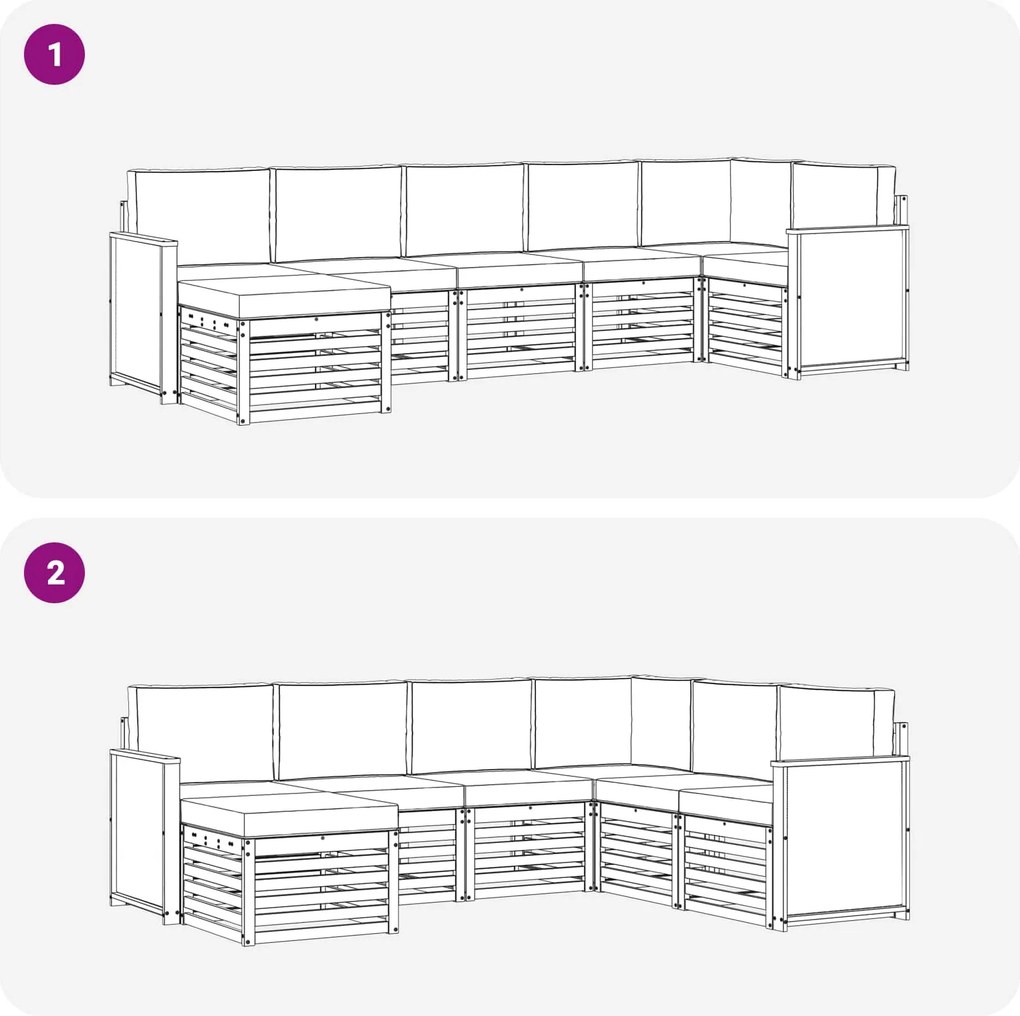Venkovní pohovková souprava 6 ks Přírodní a světle šedá 3384617