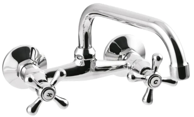 Invena Roma, umyvadlová/dřezová baterie s výlevkou typu U, délka 200 mm, chromová, INV-BC-24-00S-L