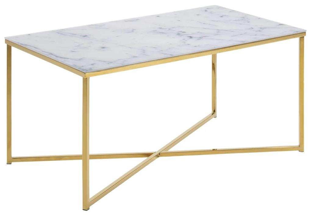 Obdélníkový konferenční stolek Mramorová deska Zlatý rám LANIMI