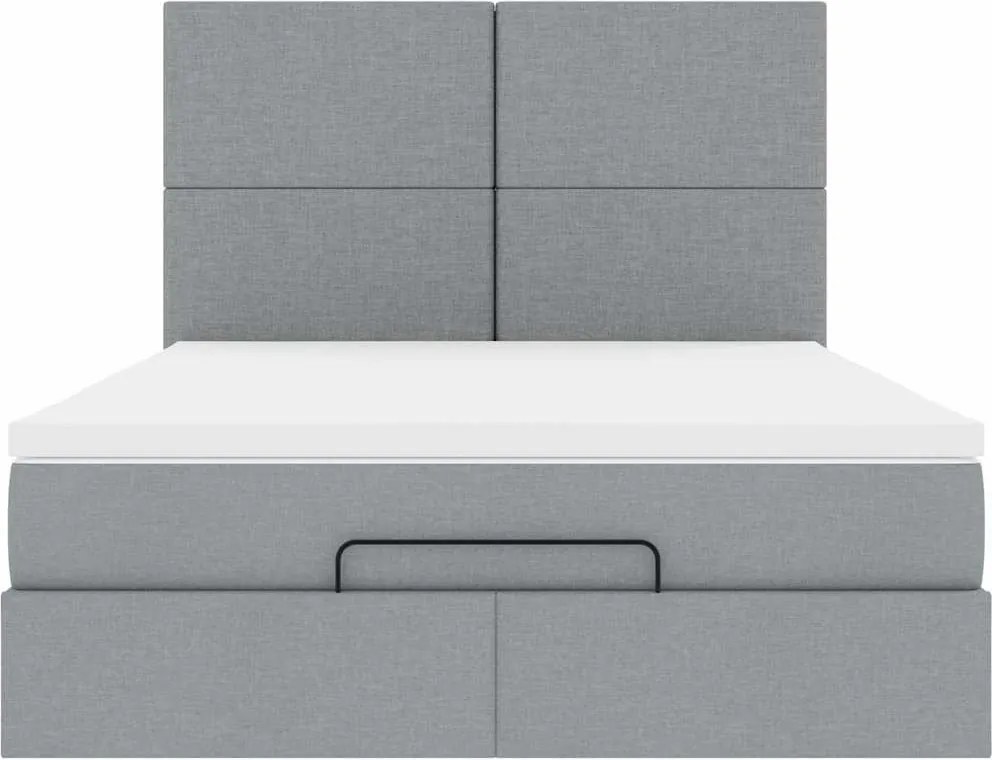 Osmanský rám postele s matrací světle šedá 140x190cm textil 3313071