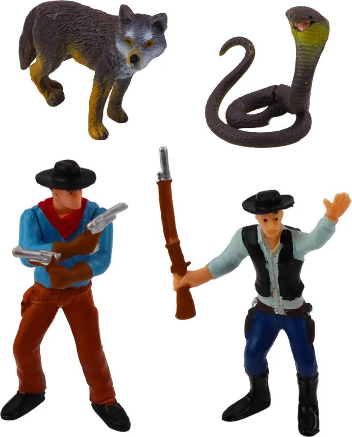 LEAN Toys Sada kovbojských figurek divoký západ člun dělo