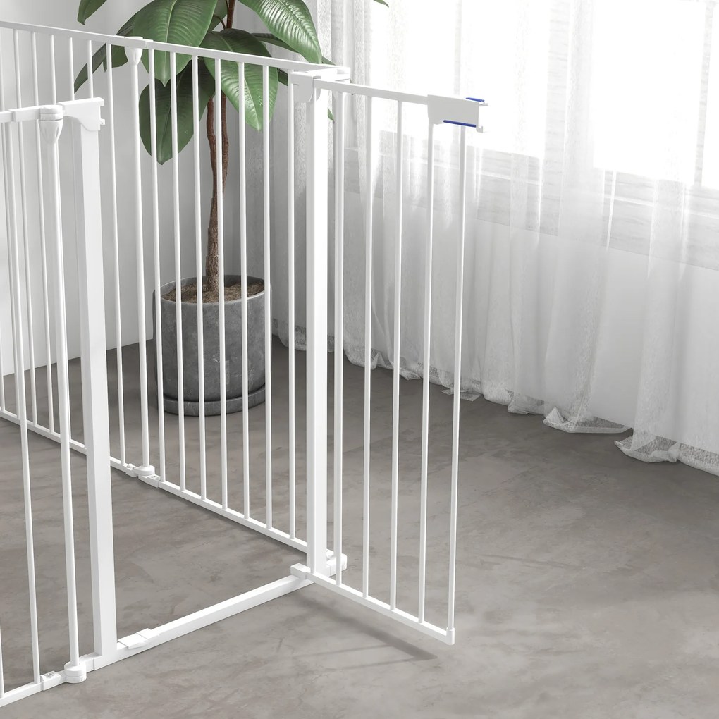 PawHut 2 v 1 ohrádka pro štěňata, zábrana se 6 panely, výběh pro štěňata, skládací výběh pro středně velká štěňata s uzavírací pomůckou | Aosom