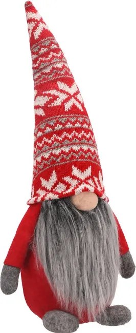 Vánoční dekorace skřítek šedá / červená 34 cm