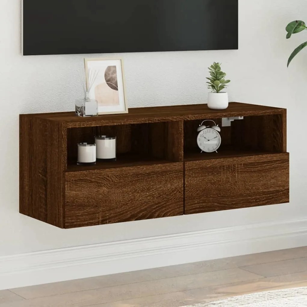 vidaXL Nástěnná TV skříňka 80x30x30 cm kompozitní dřevo [836870] Barva: hnědý dub