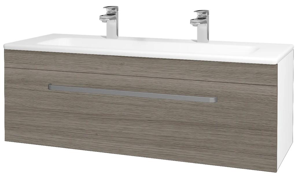 Dřevojas Koupelnová skříň ASTON SZZ 120 Varianta: N01 Bílá lesk / Úchytka T05 / D06 Ořech