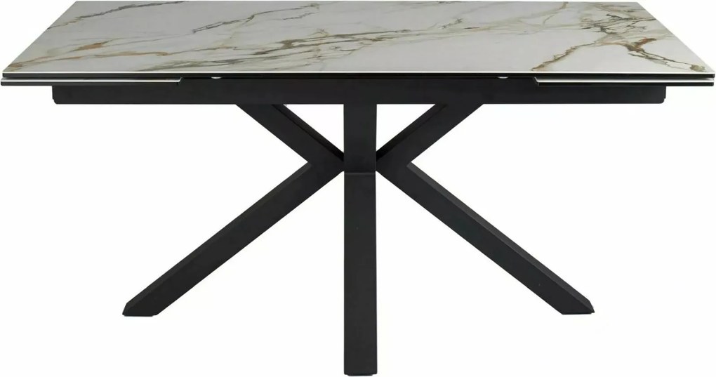 Rozkládací jídelní stůl Columbus Ceramic 160/240 cm bílý mramor/černý mat