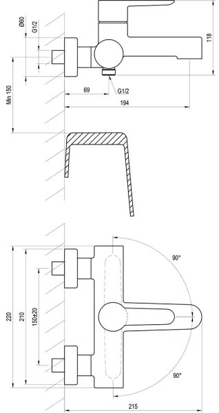 Ravak X070115 - Vanová baterie PURI lesklý chrom