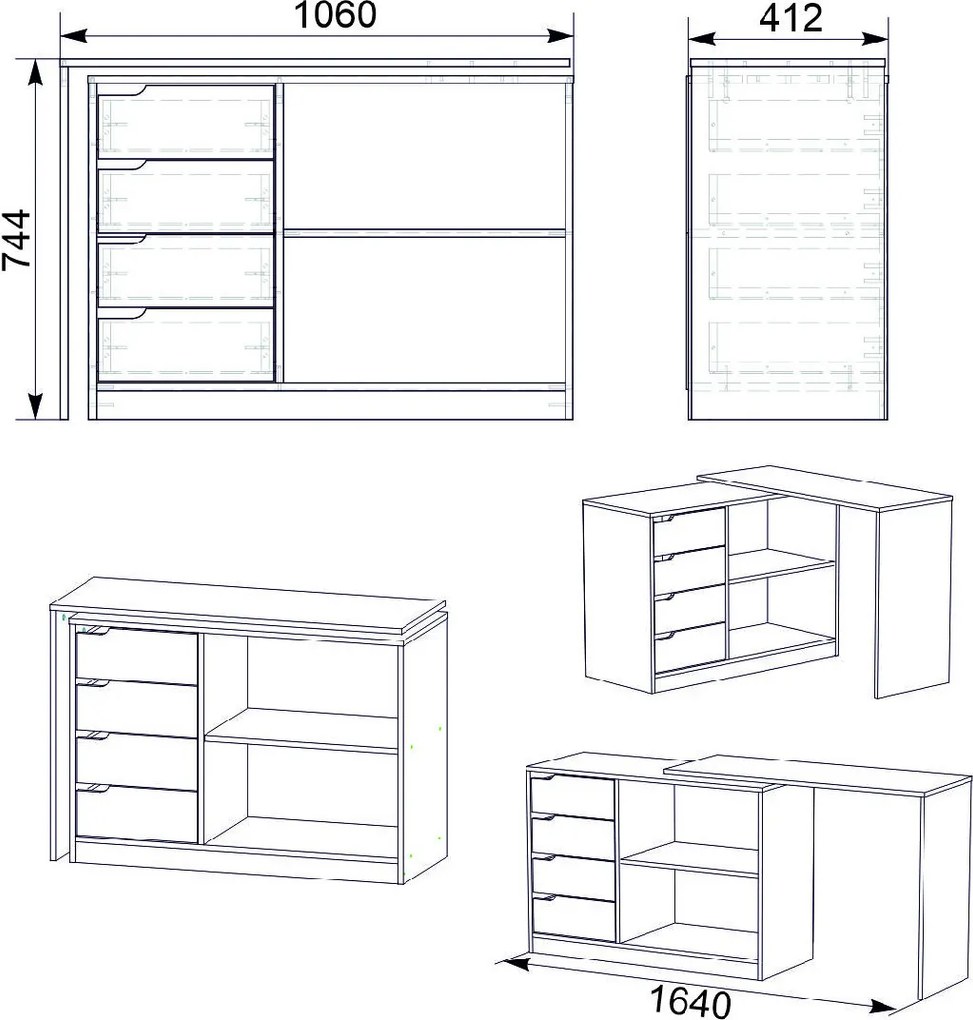 Psací stůl VARIO rozkládací
