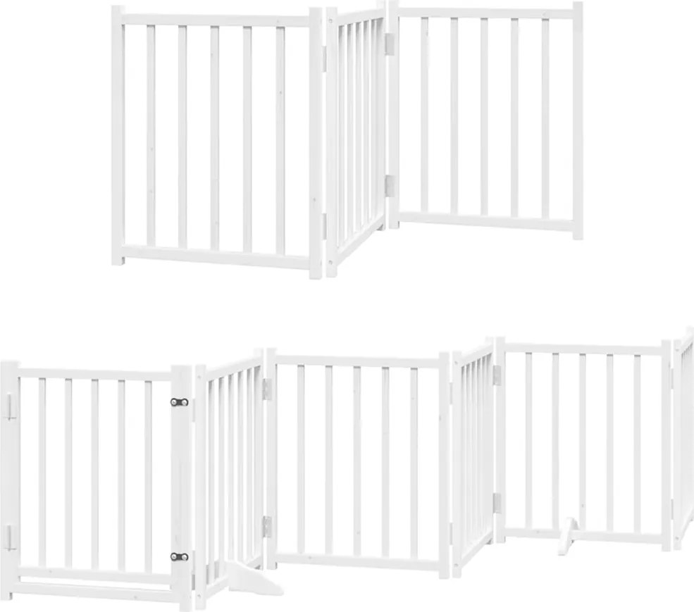 Zábrana pro psy s dvířky skládací 9 panelů bílá 450 cm topol 3155703