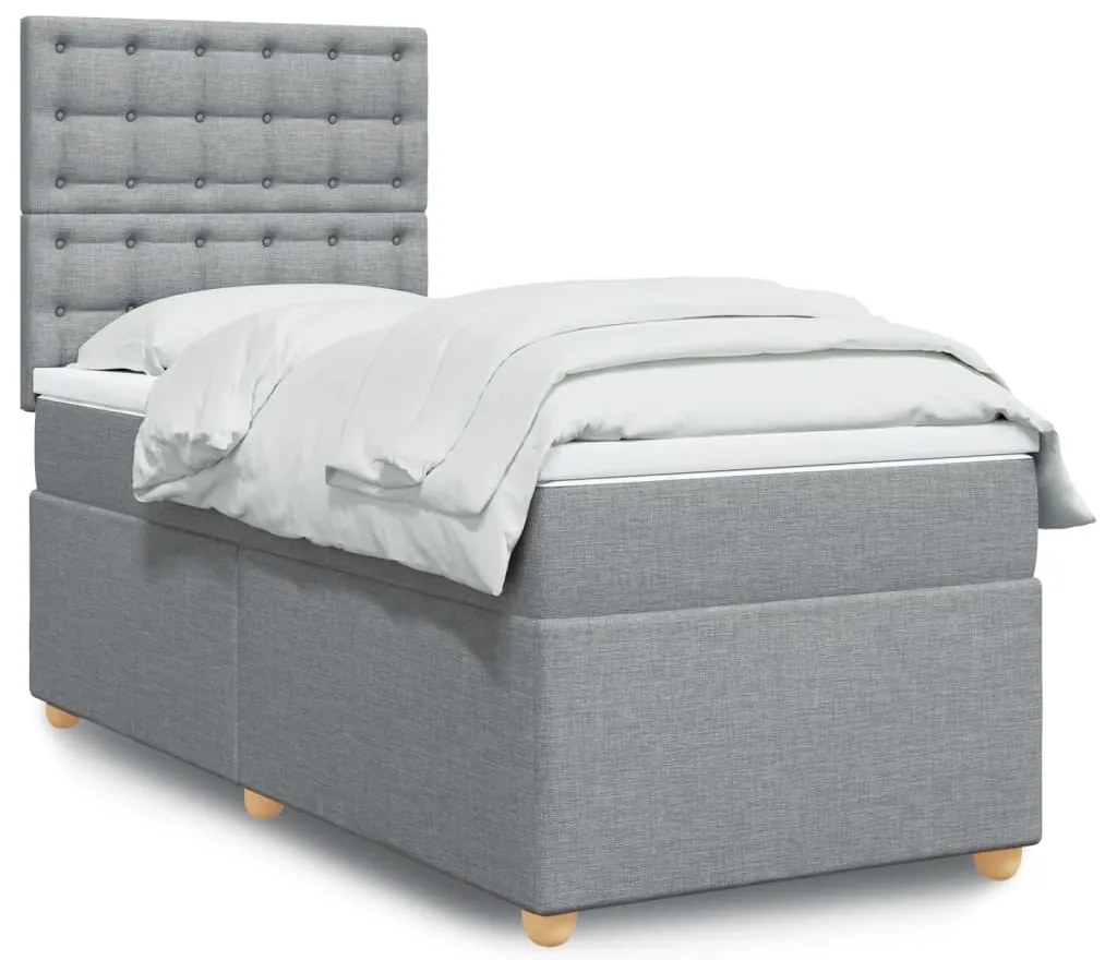 Box spring postel s matrací světle šedý 100 x 200 cm textil 3291205