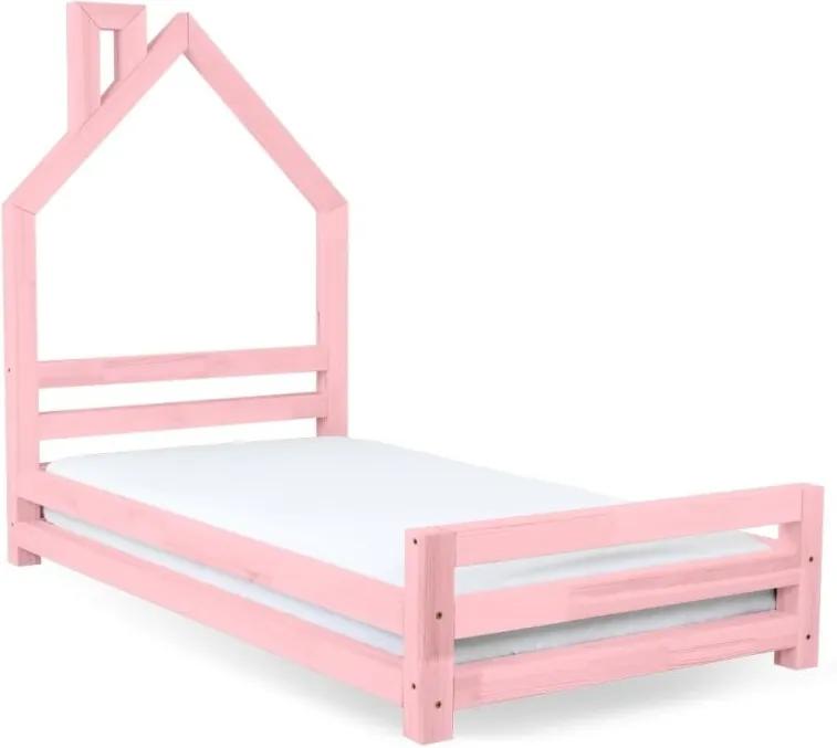 Dětská růžová postel z smrkového dřeva Benlemi Wally, 120 x 200 cm