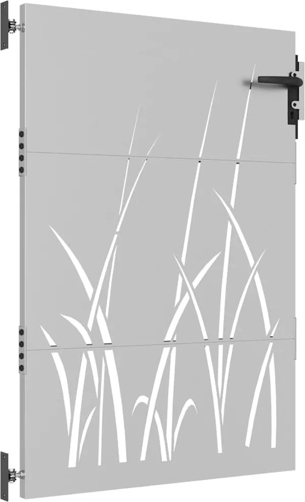 Zahradní branka 85 x 150 cm z cortenové oceli, design s trávou 153223