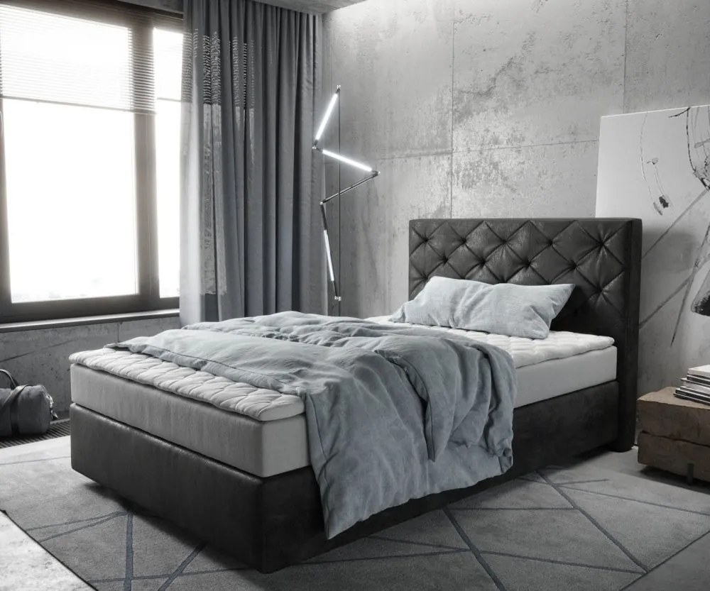 Boxspring postel Dream-Great 120x200 cm mikrovlákno antracitová