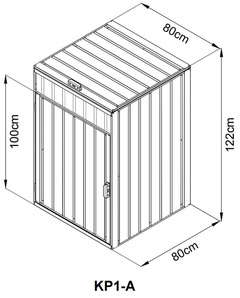 Přístřešek na popelnici BestBerg KP-1A / 0,6 m² / 80 x 122 x 80 cm / šedá