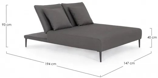 BIZZOTTO Dvoumístné zahradní lehátko VIPER antracit 0663623