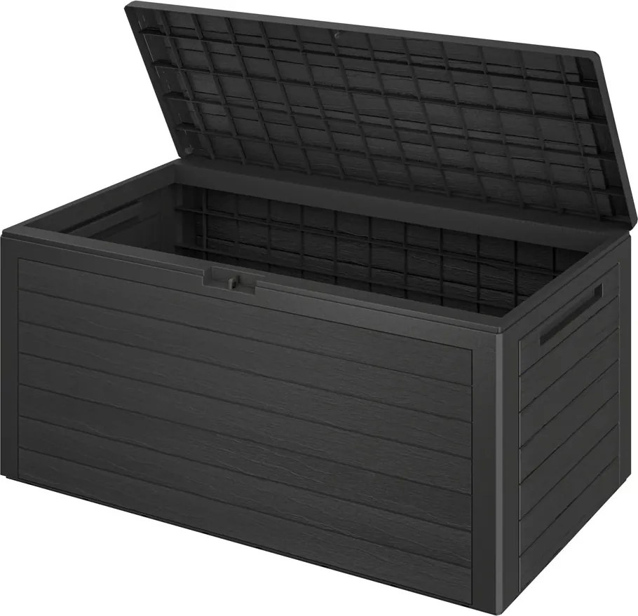 Zahradní úložný box WOODEBOX, 280L, 120x46x57cm, antracitová Prosperplast