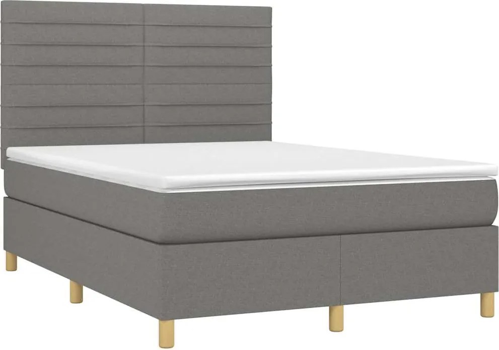Box spring postel s matrací a LED tmavě šedá 140x190 cm textil 3135510