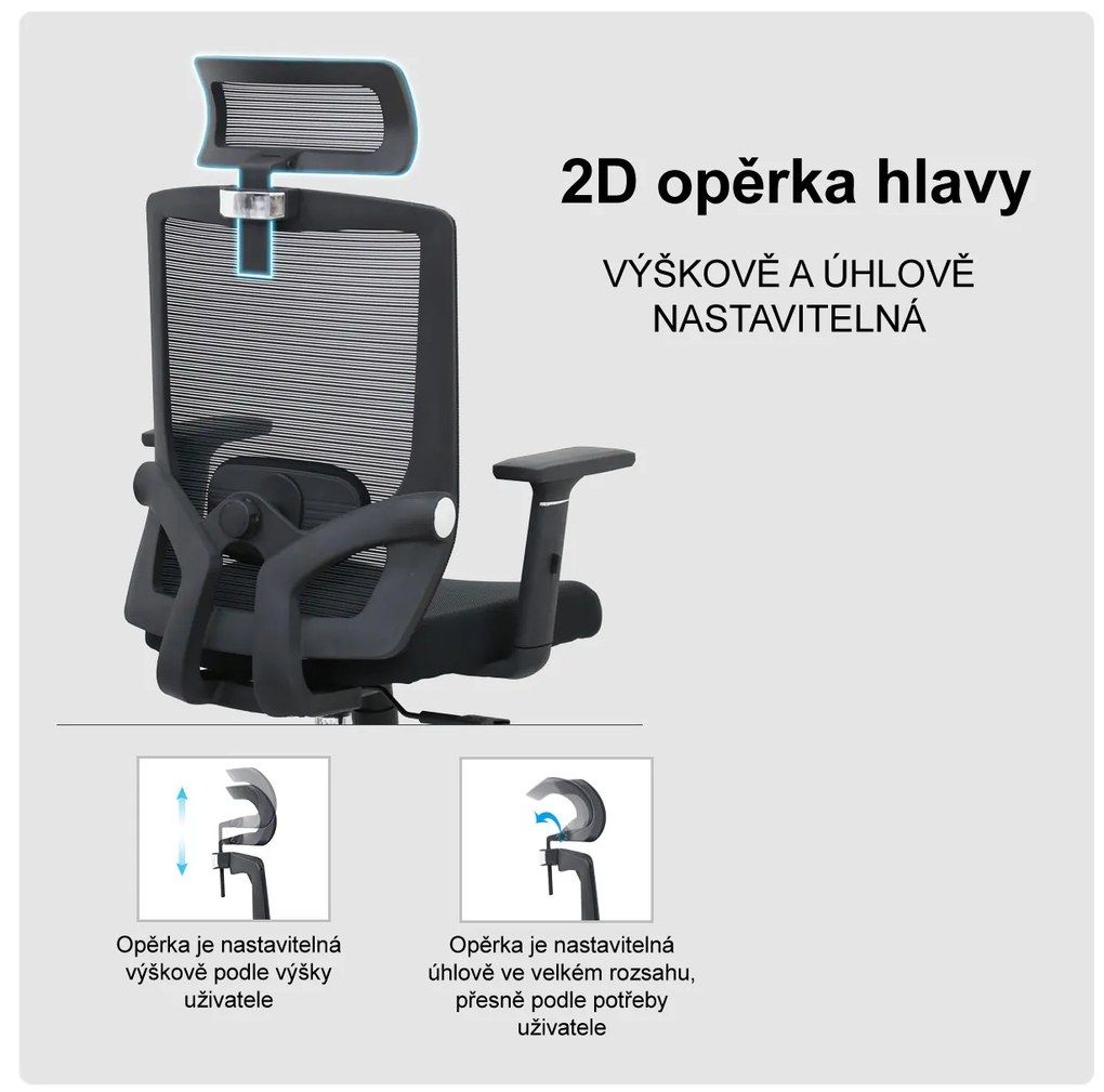 Ergonomická kancelářská židle ERGODO GIRONA - černá síťovina / nosnost 150 kg
