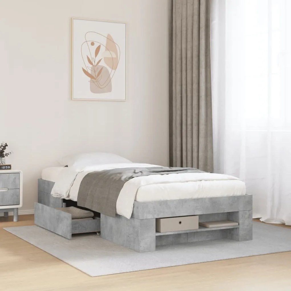 Rám postele betonově šedý 75 x 190 cm kompozitní dřevo 3295530