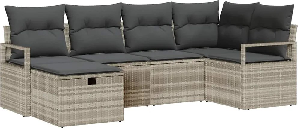Set pohovek 6 ks 6-Počet míst Světle šedá polyratan 3359181