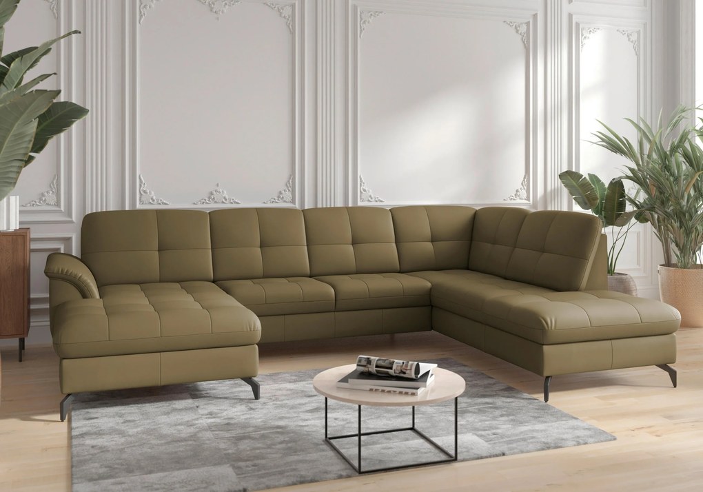 XXXLutz SEDACÍ SOUPRAVA, kůže, olivově zelená Sit & More - Sedací soupravy - 00014401624B