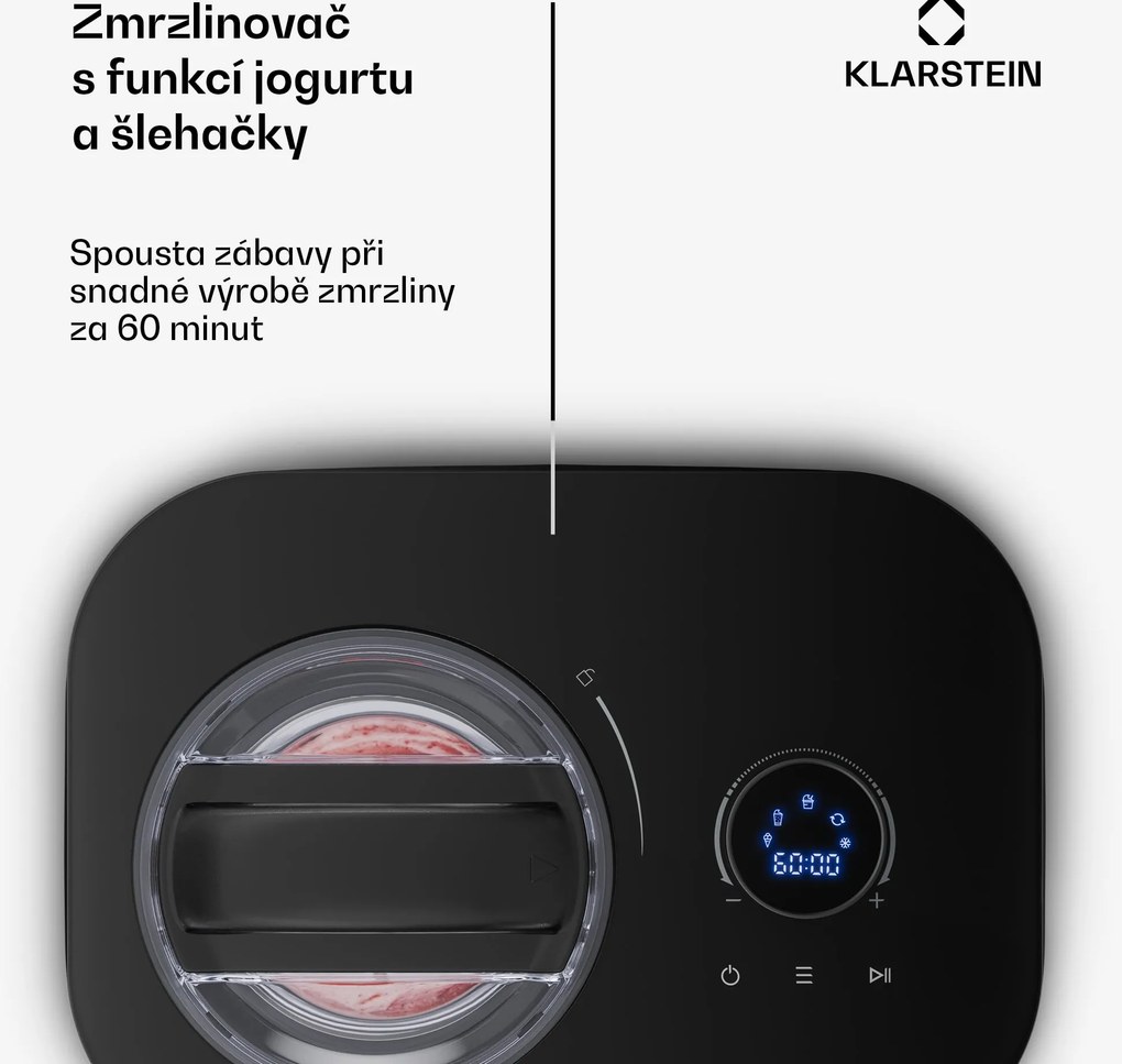 Klarstein Zmrzlinovač, výrobník ledové tříště a jogurtu FrostFusion s kompresorem | 1 l | 100 W