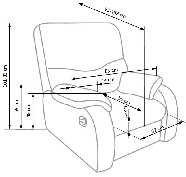 Relaxační polohovací TV křeslo JEFF — ekokůže, hnědá