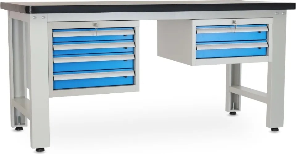 Dílenský stůl Solid MDF-42, 180 cm, 2 závěsné boxy, černá