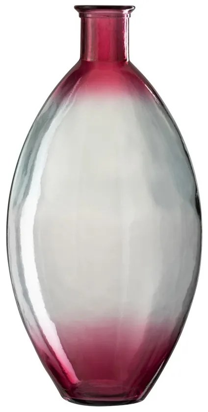 Skleněná růžová,transparentní váza ovál  - Ø 29,8*59 cm