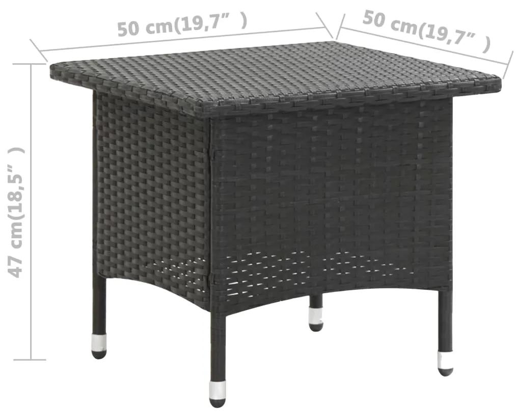 Čajový stolek černý 50 x 50 x 47 cm polyratan - Default Title