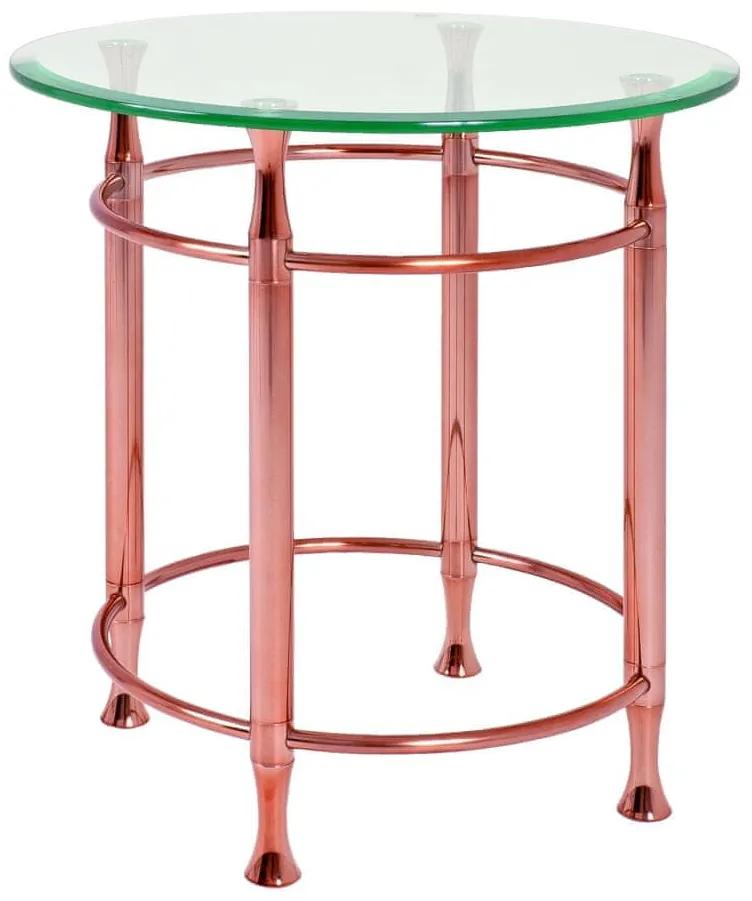 Mørtens furniture Odkládací stolek Maddux, 52 cm, čirá / měděná