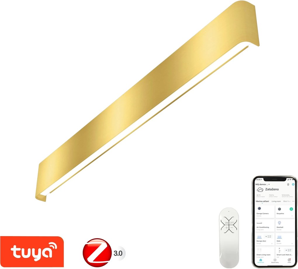 Led světlo immax neo línea smart nástěnné svítidlo 76cm 40w zlaté zigbee 3.0