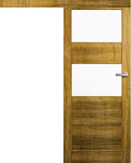 posuvné interiérové dveře na stěnu vasco doors TEO model 4 Průchozí rozměr: 70 x 197 cm, Orientace dveří: Levé dveře, Dekor: Dub Aljaška