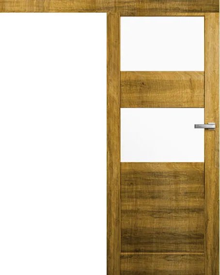 posuvné interiérové dveře na stěnu vasco doors TEO model 4 Průchozí rozměr: 70 x 197 cm, Orientace dveří: Levé dveře, Dekor: Dub stříbrný