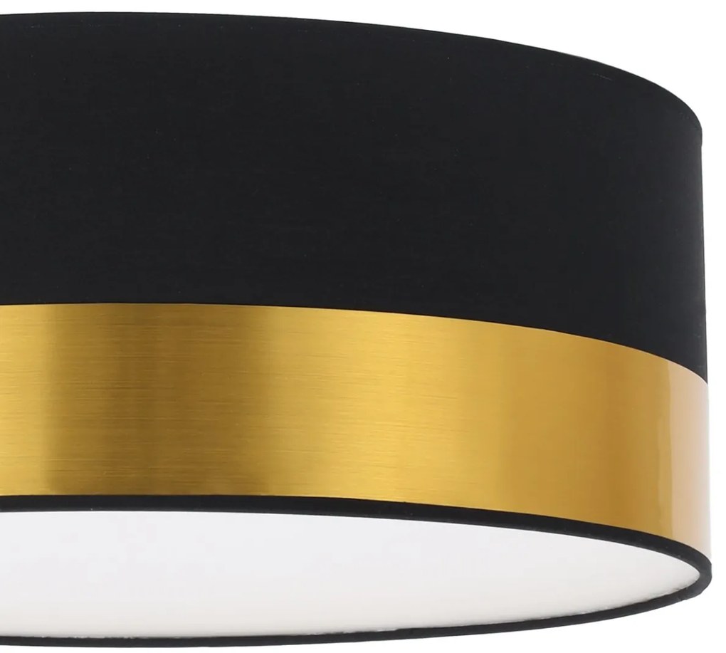 Stropní svítidlo Elegance, 1x zlaté/černé textilní stínítko, (bílé plexisklo), (fi 40cm)