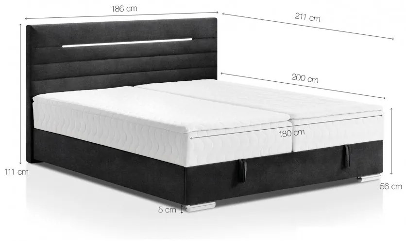 Boxspring postel 180x200 s úložným boxem Selena