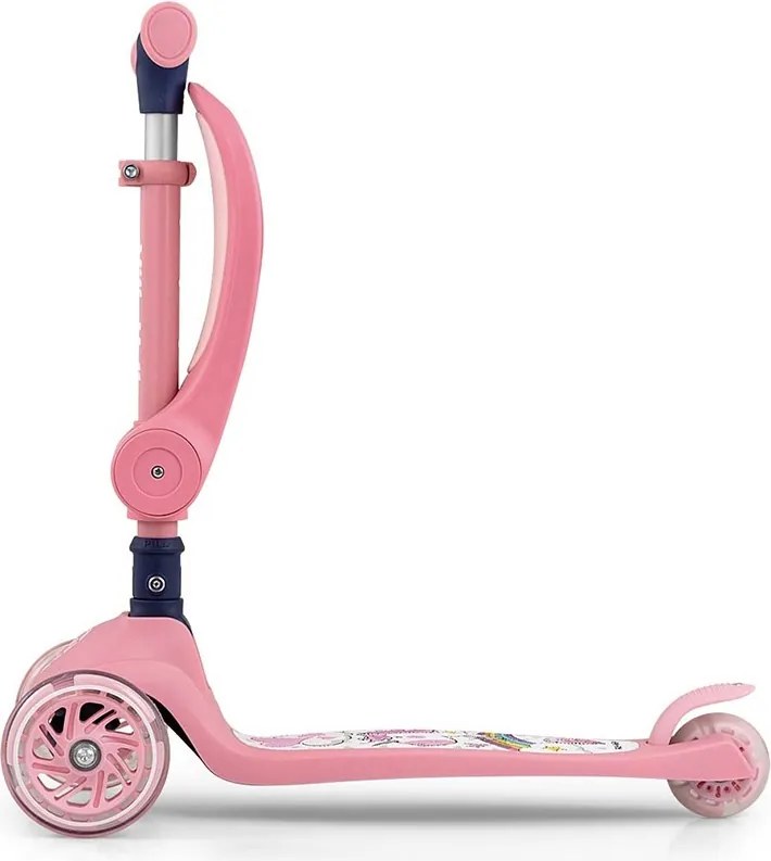 Tříkolová balanční koloběžka-scooter se sedátkem FUZZY Milly Mally pink