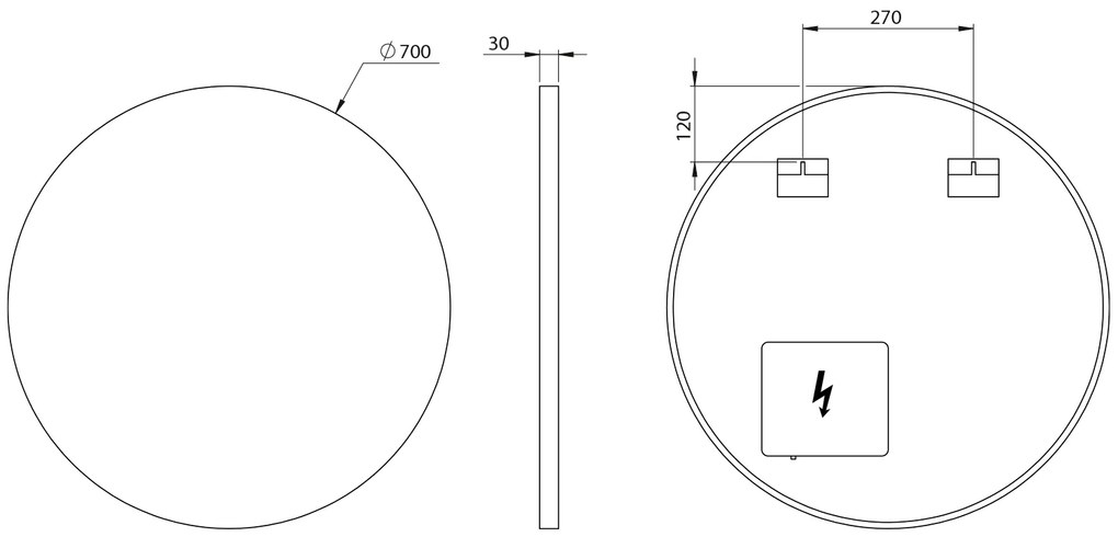 Sapho Sapho, VELUR kulaté zrcadlo s LED podsvícením, ø 70cm, VE070