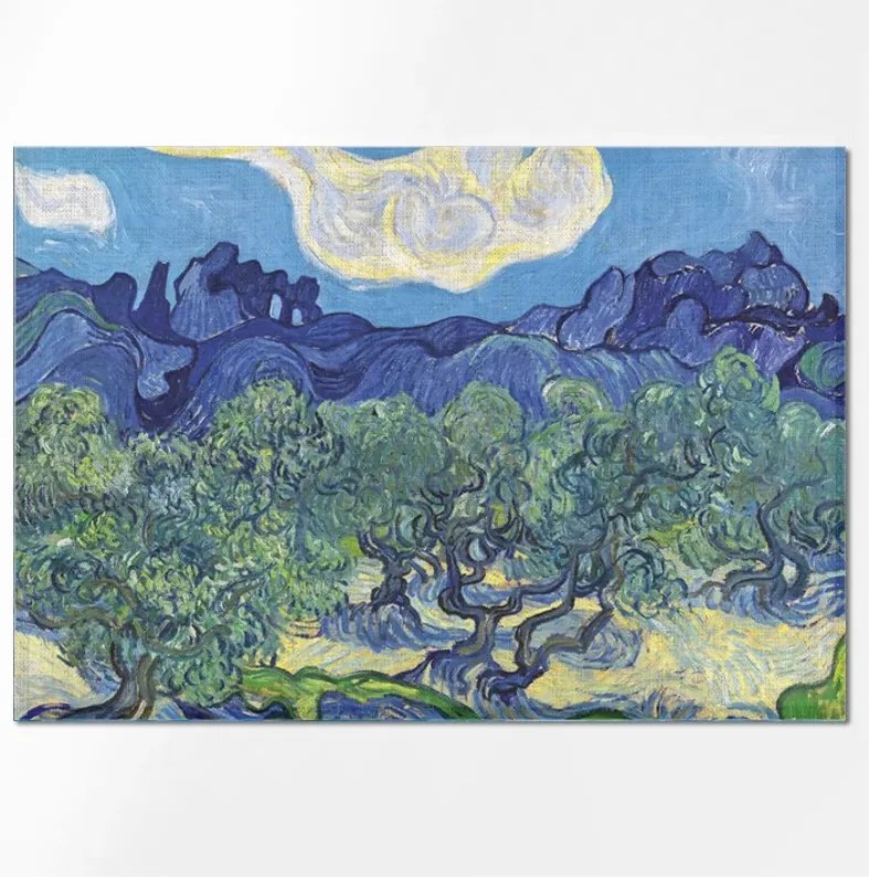 Lenbutik Lněné prostírání 48x32 Vincent Van Gogh Olivové stromy / Olive trees