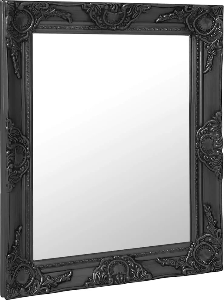 Nástěnné zrcadlo barokní styl 50 x 60 cm černé 320319