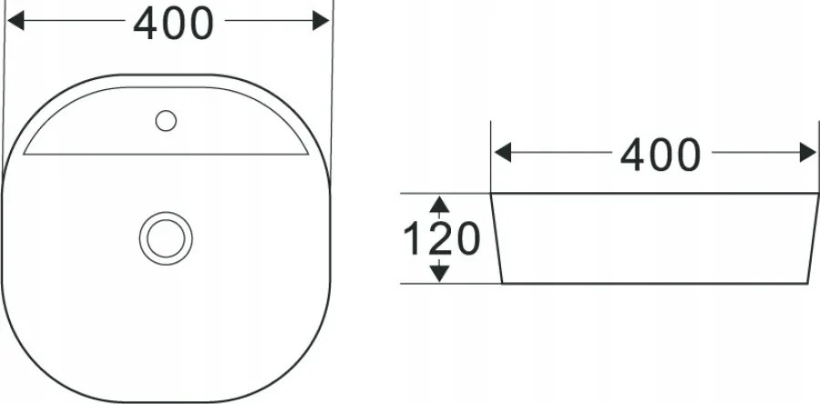 Invena Pejto, umyvadlo na desku 400x400x120 mm, bílá lesklá, INV-CE-17-001-C