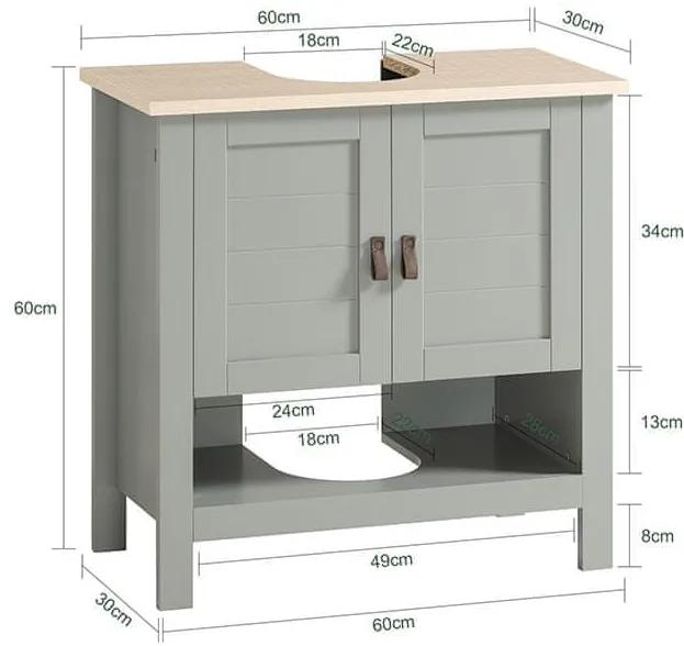 Sobuy SoBuy BZR69-II-HG Skříňka pod umyvadlo Koupelnová skříňka Koupelnový nábytek Světle šedá 60x60x30cm