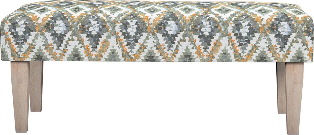 Dlouhá lavička 100x40cm barva modrá látka pletený vzor, vzorované