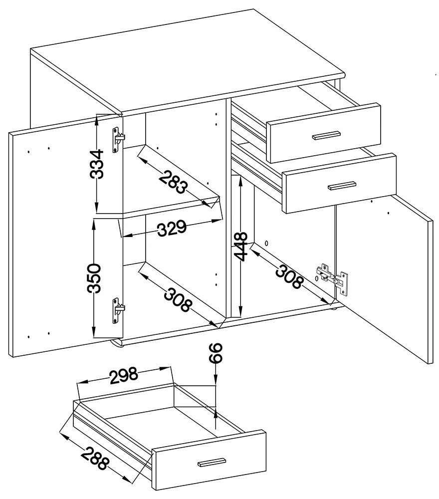 Komoda MIKE 2 | 71 cm | sonoma