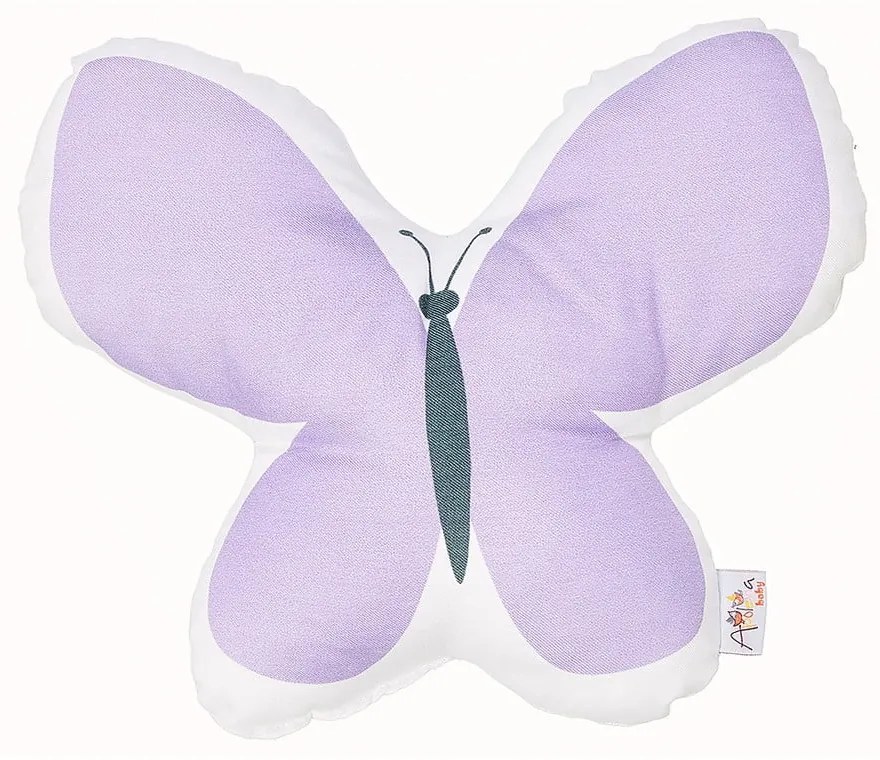 Fialový dětský polštářek s příměsí bavlny Mike & Co. NEW YORK Pillow Toy Butterfly, 26 x 30 cm