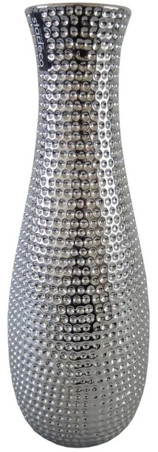 Váza Stardeco keramická stříbrná 30x10cm